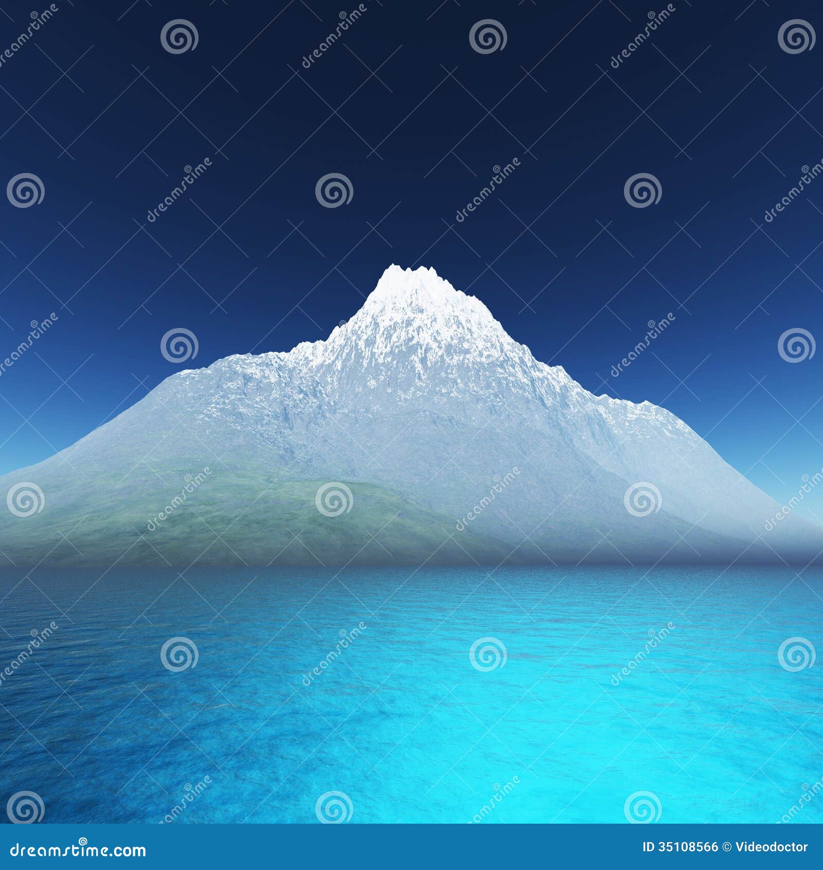 Mountain Island and the Ocean Stock Illustration - Illustration of ...