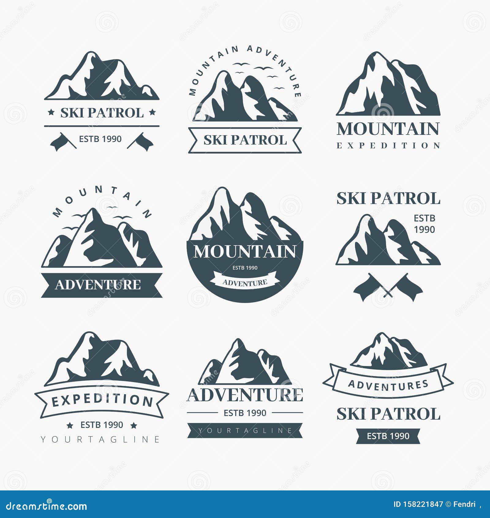 Mountain Labels. Hiking Emblems, Mountains Emblem Badges And Outdoors ...