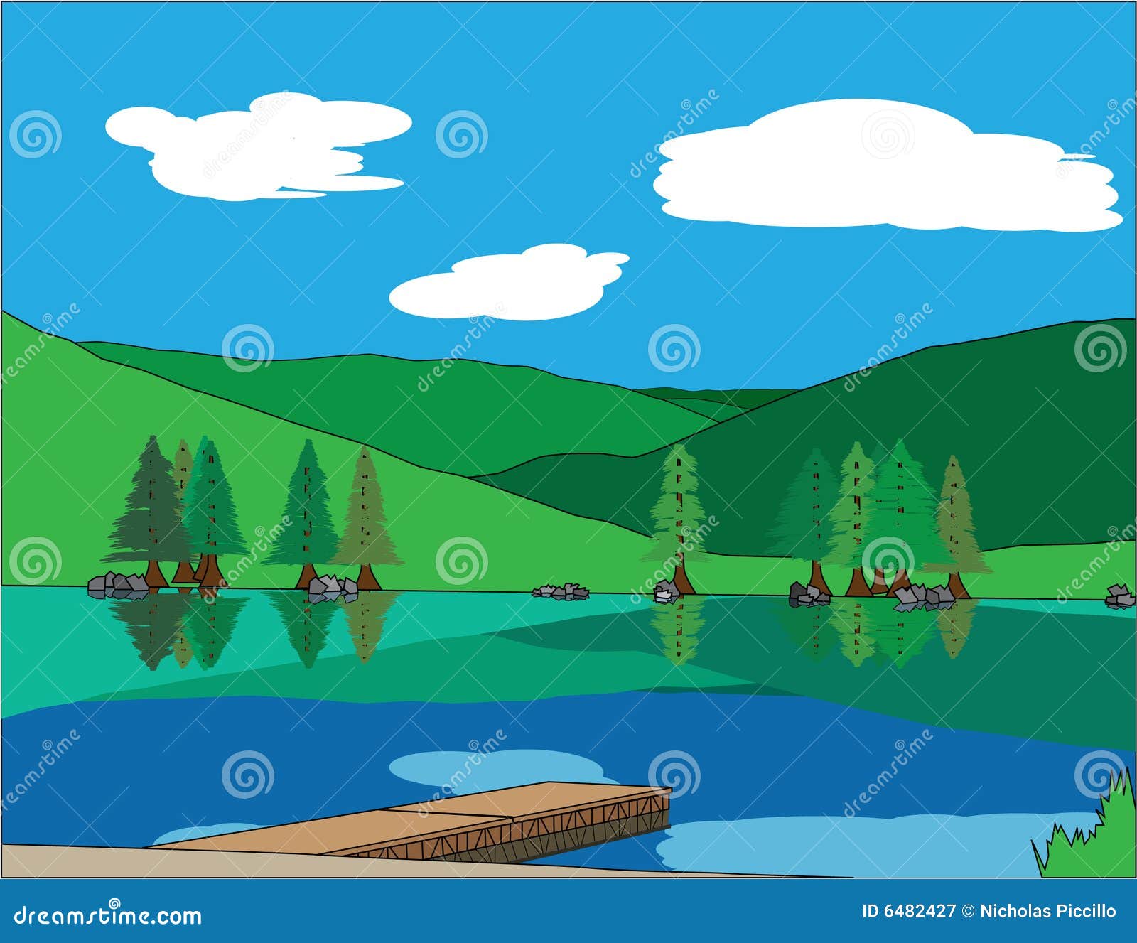 Mountain And Lake Cartoon Vector | CartoonDealer.com #3804341