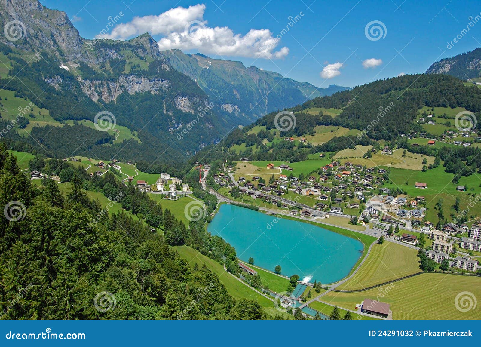 Mountain Lake in Engelberg, Switzerland Stock Photo - Image of grass ...