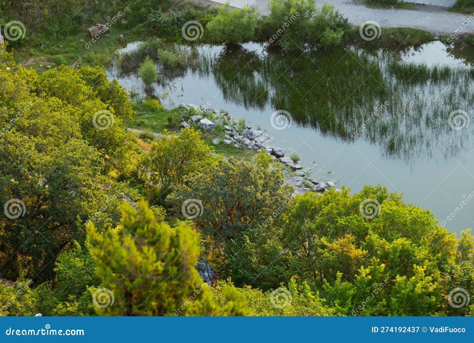 Mountain Lake with Gray Rocks, Top View. Landscape Stock Image - Image ...