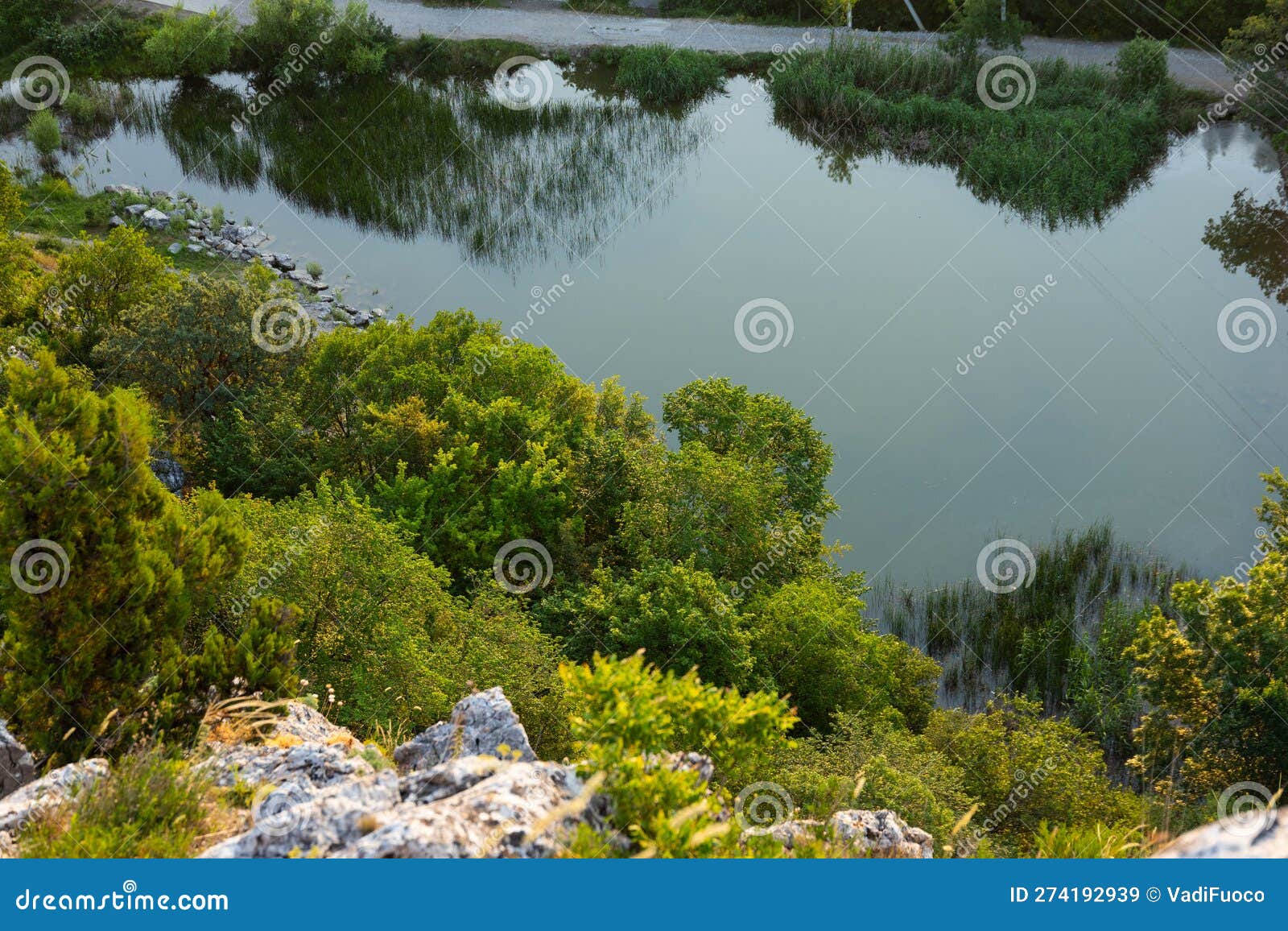 Mountain Lake with Gray Rocks, Top View. Landscape Stock Image - Image ...