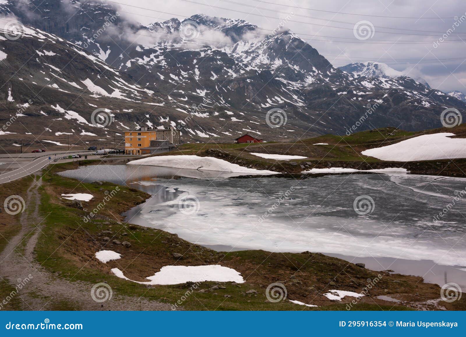 Mountain Lake with Ice in Switzerland in Spring Stock Photo - Image of ...