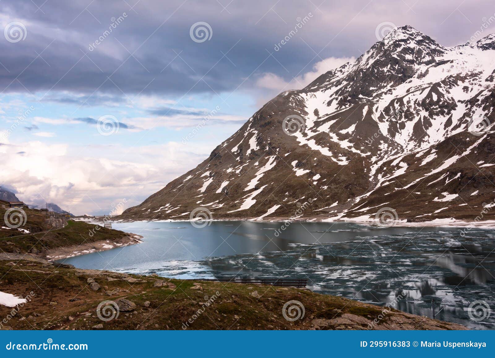 Mountain Lake with Ice in Switzerland in Spring Stock Image - Image of ...