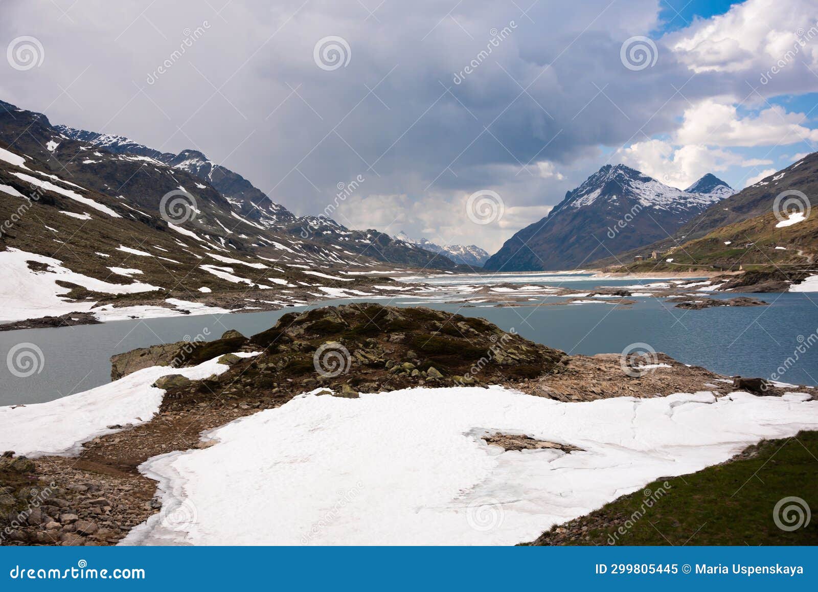 Mountain Lake with Ice in Switzerland in Spring Stock Image - Image of ...
