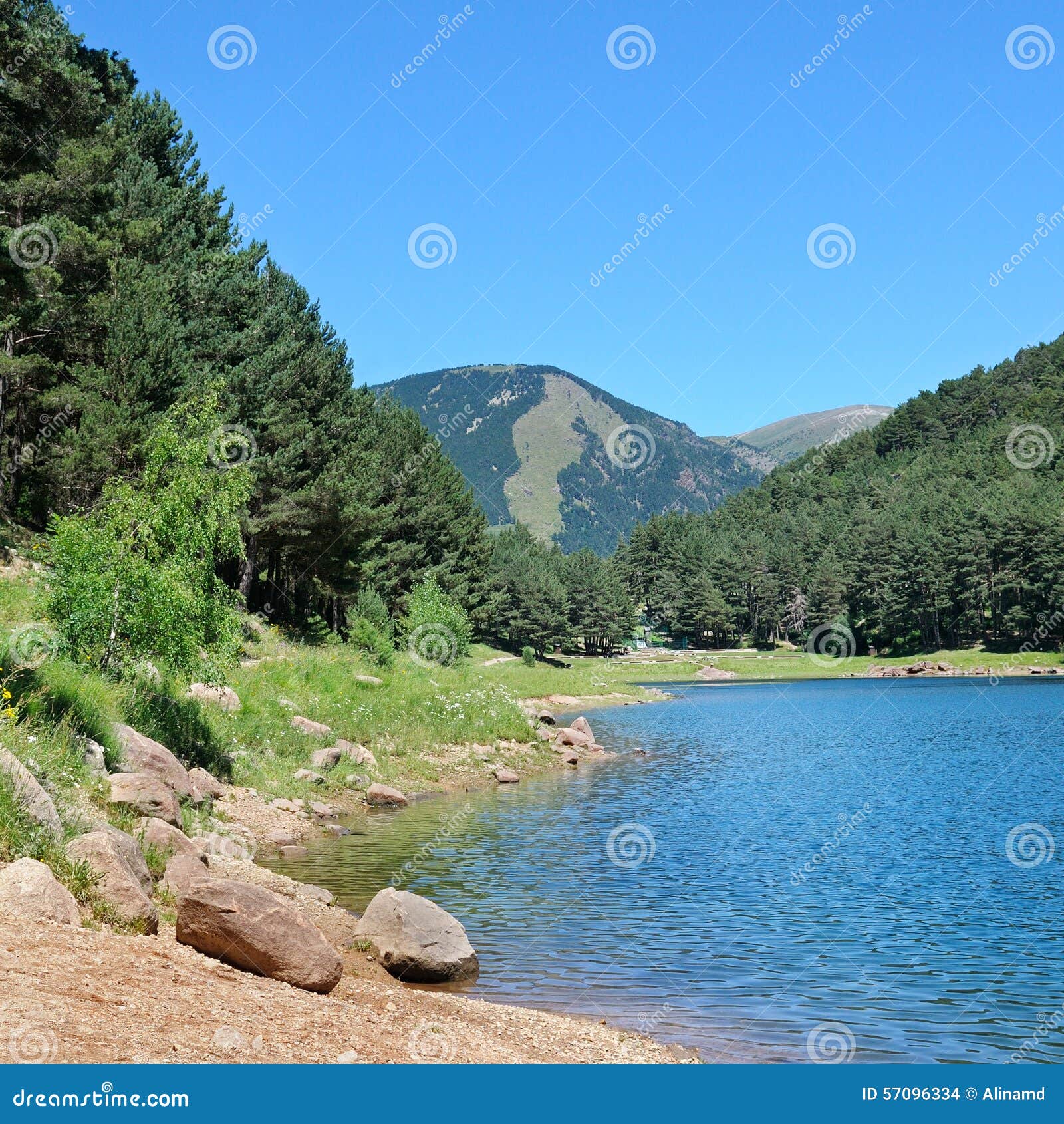 Mountain Lake in the Pyrenees Stock Photo - Image of environment, green ...