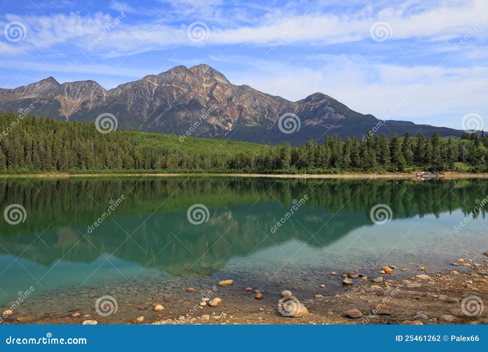 Mountain and Lake with Reflection on the Water Stock Photo - Image of ...