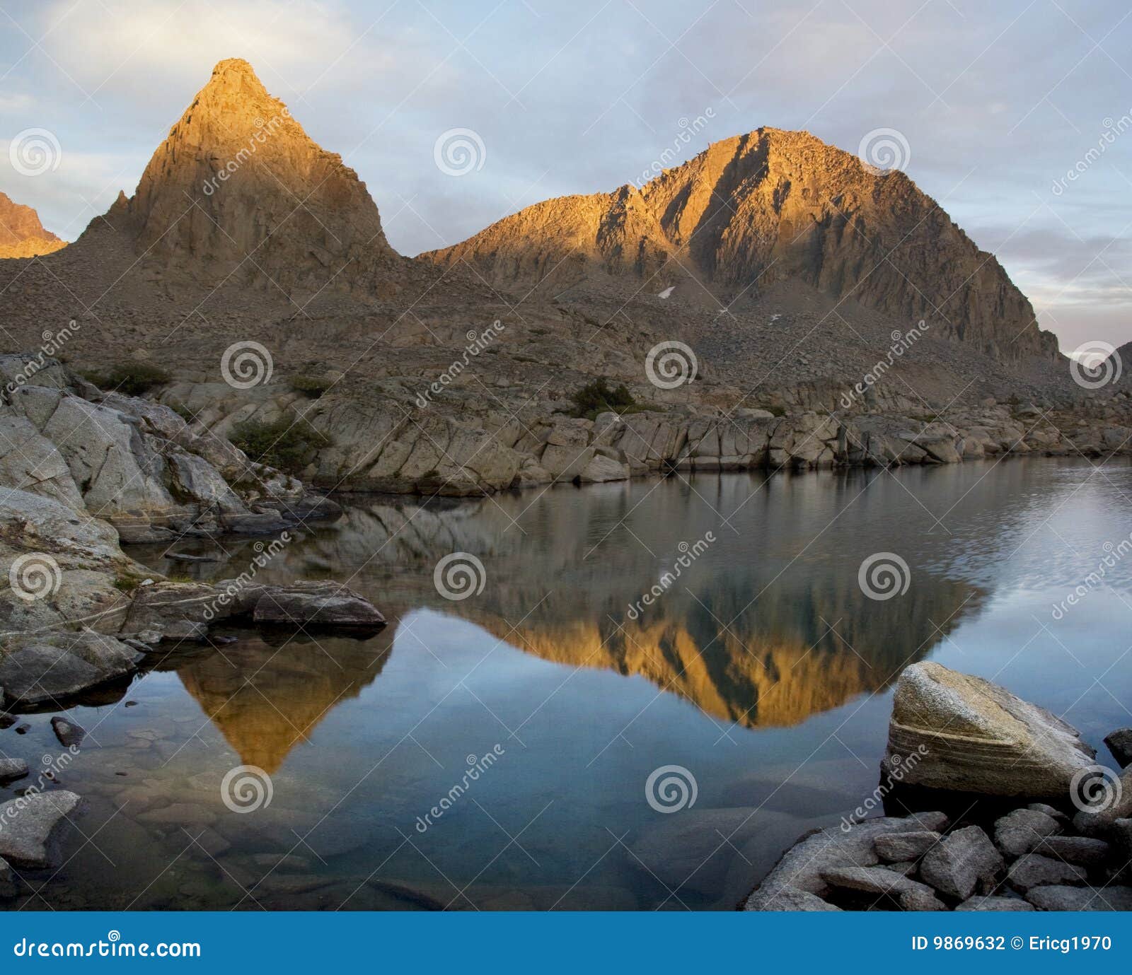 Mountain lake at sunset stock photo. Image of landscape - 9869632