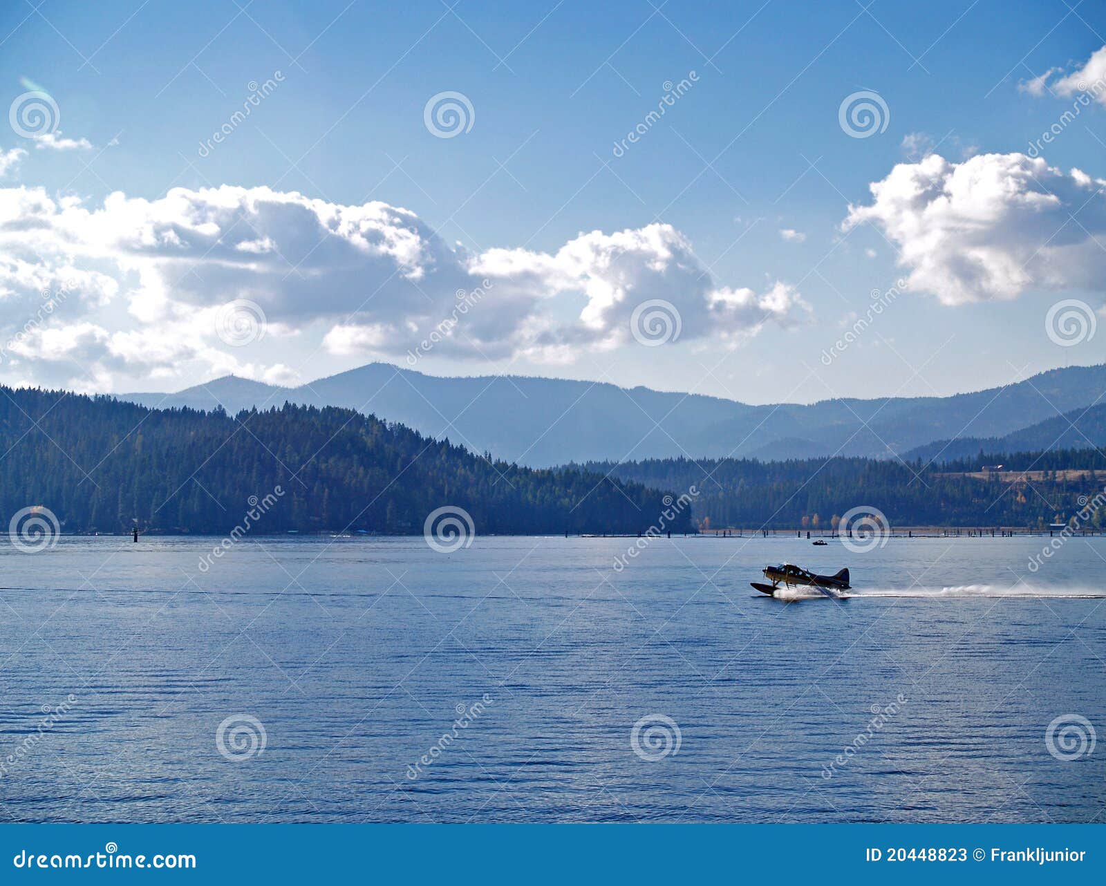 A Mountain Lake with a Water Plane Stock Image - Image of cloud ...