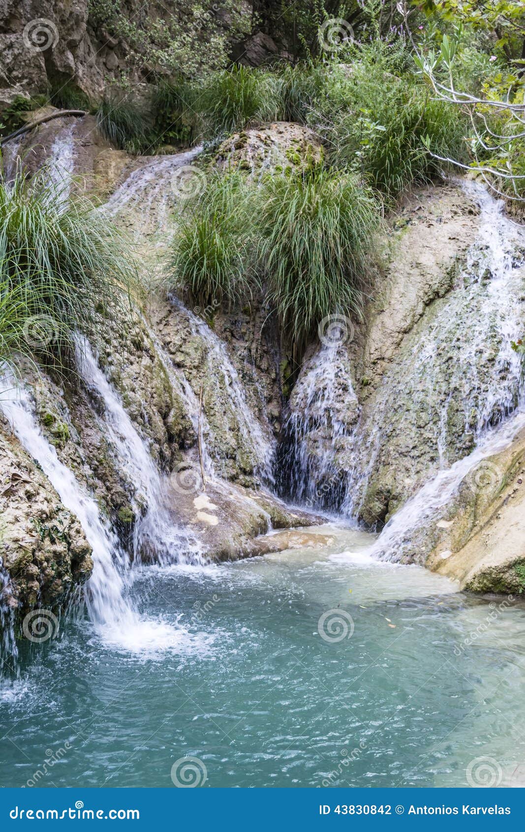 Mountain Lake and Waterfall Stock Photo - Image of tranquility, flowing ...