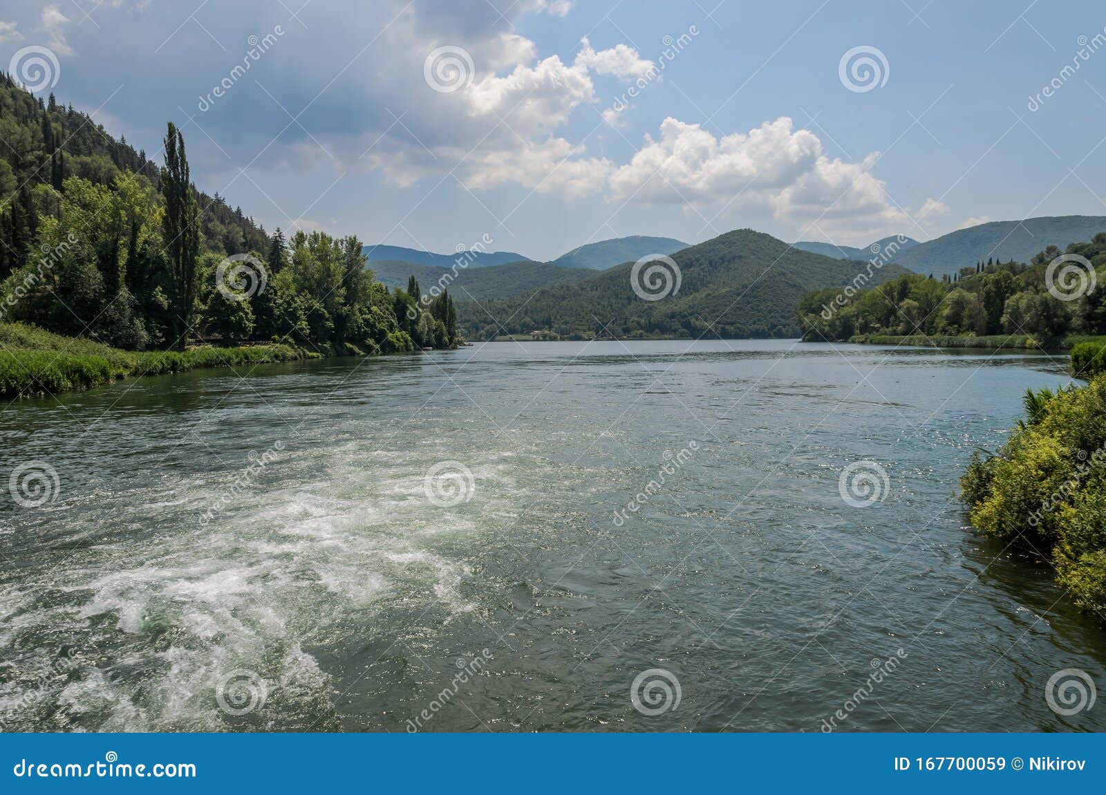 The Mountain Lake into Which the River Flows Stock Image - Image of ...