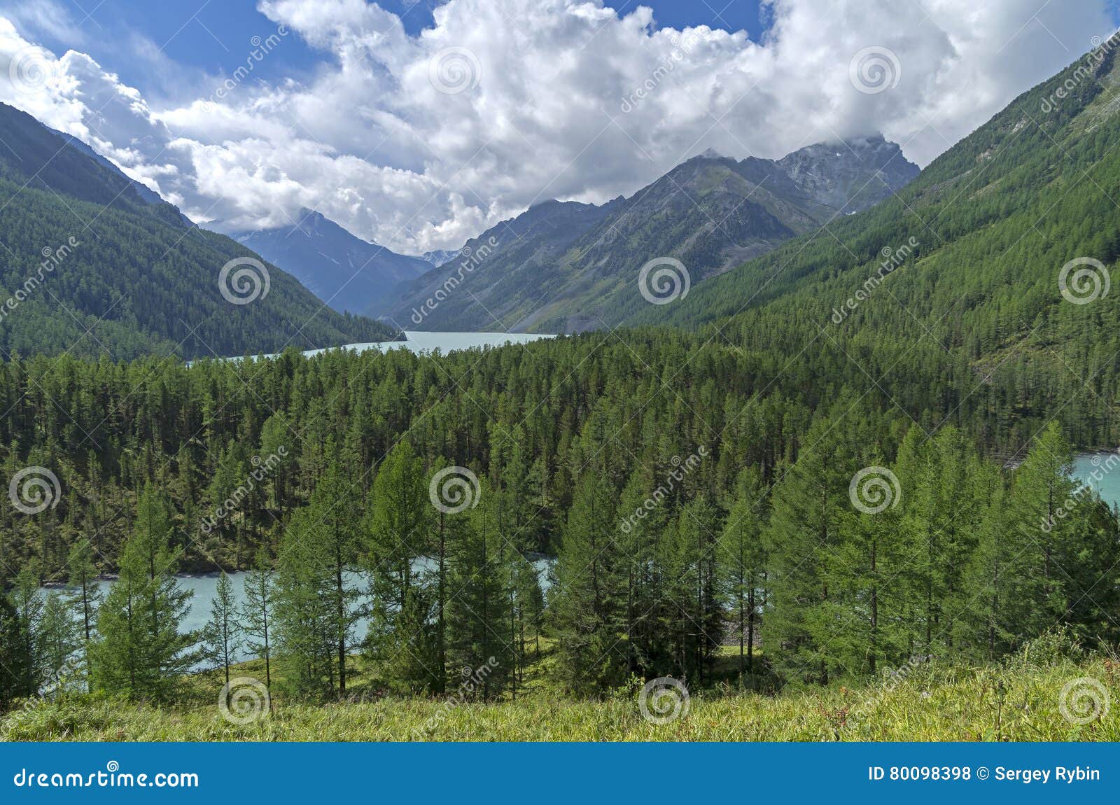 Mountain Lakes. Altai Mountains, Russia. Sunny Summer Day. Stock Photo ...