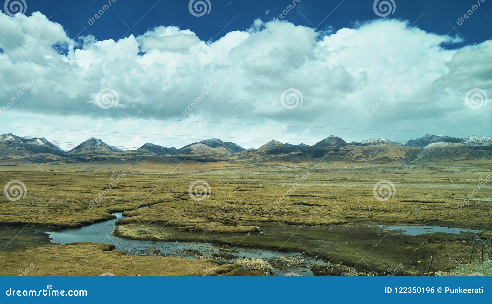 Mountain and Land with Old Town Look and Clear Scenery Stock Photo ...
