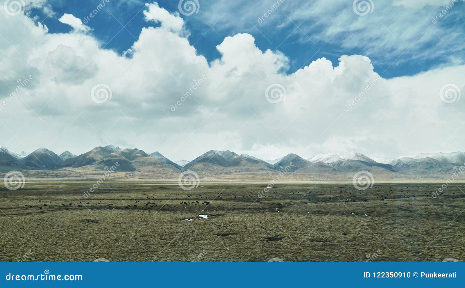 Mountain and Land with Old Town Look and Clear Scenery Stock Photo ...