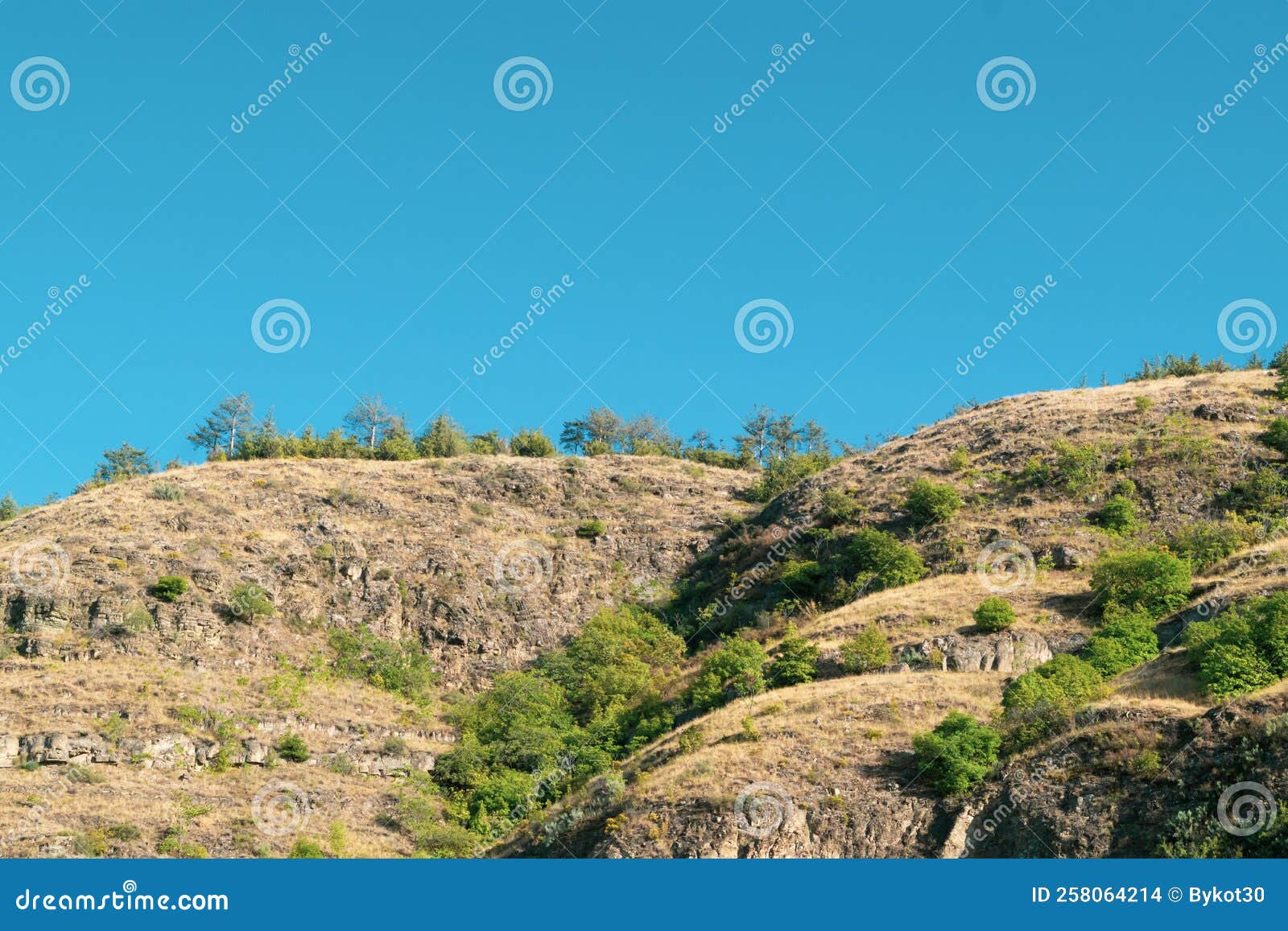 Rocky Hill Against the Blue Sky. Summer Landscape in the Mountains ...
