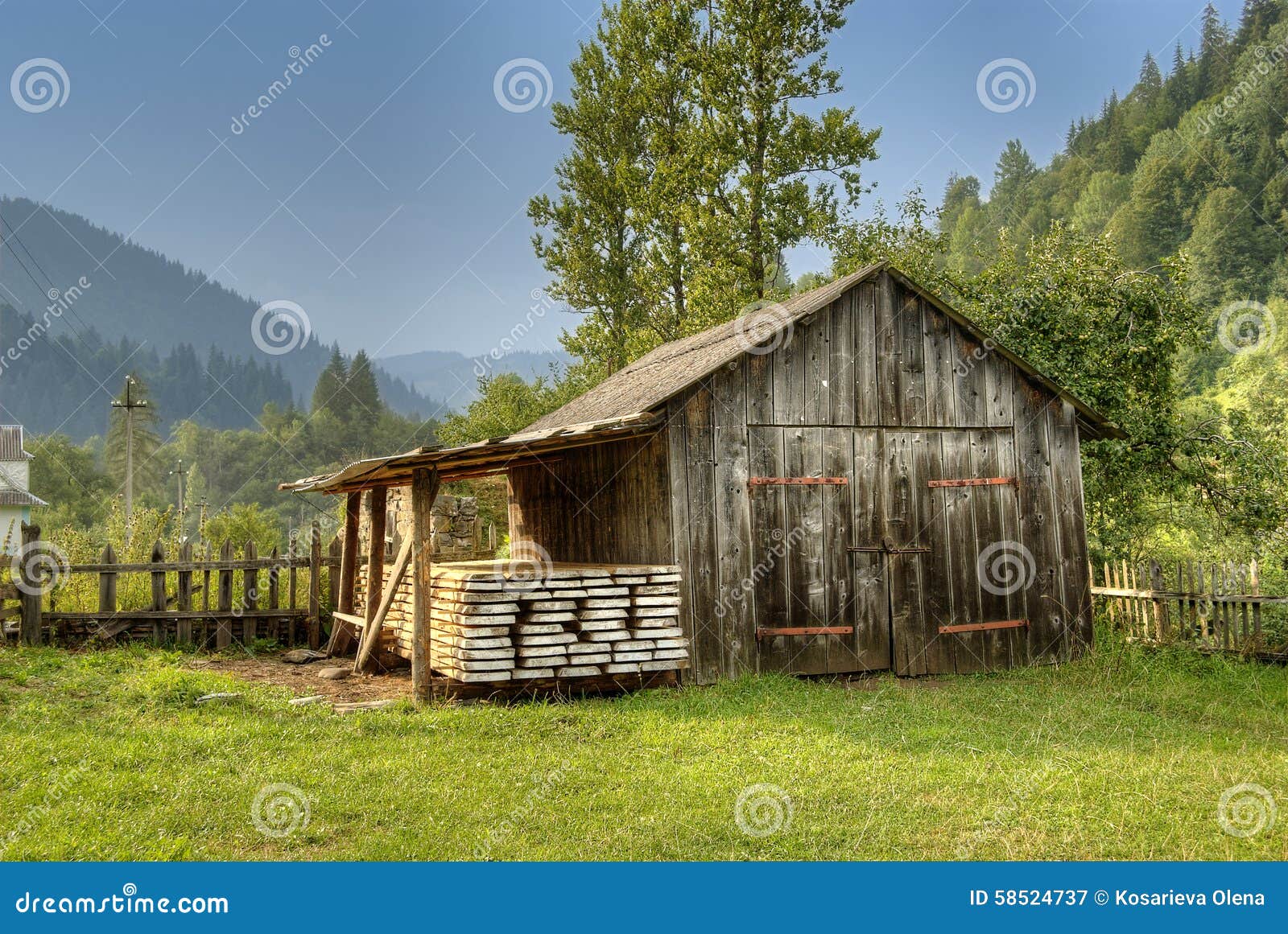 Mountain Landscape with Barn Stock Image - Image of high, meadow: 58524737