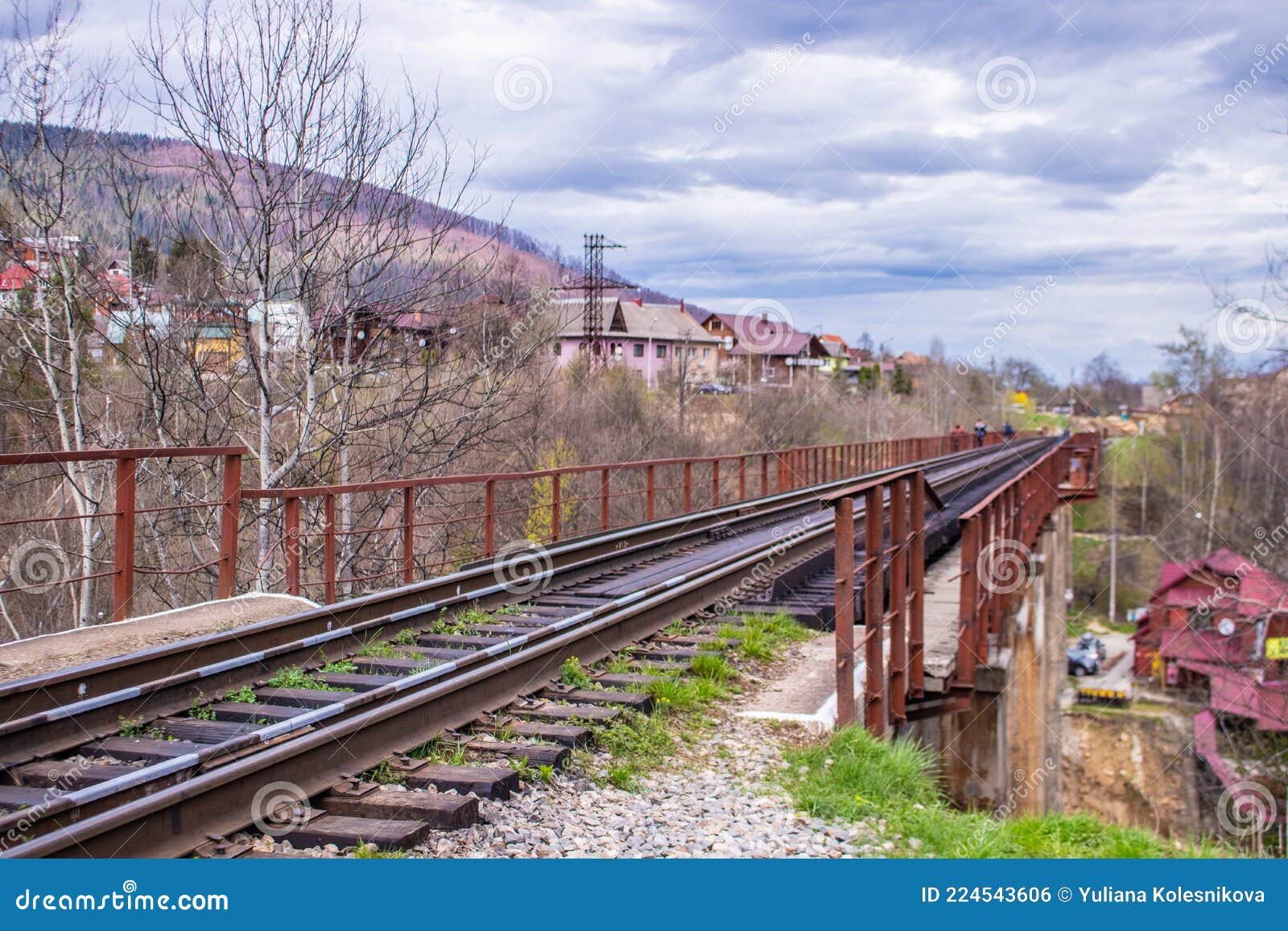 Train Rails at the Mountain Spine Stock Photo - Image of river, leaf ...