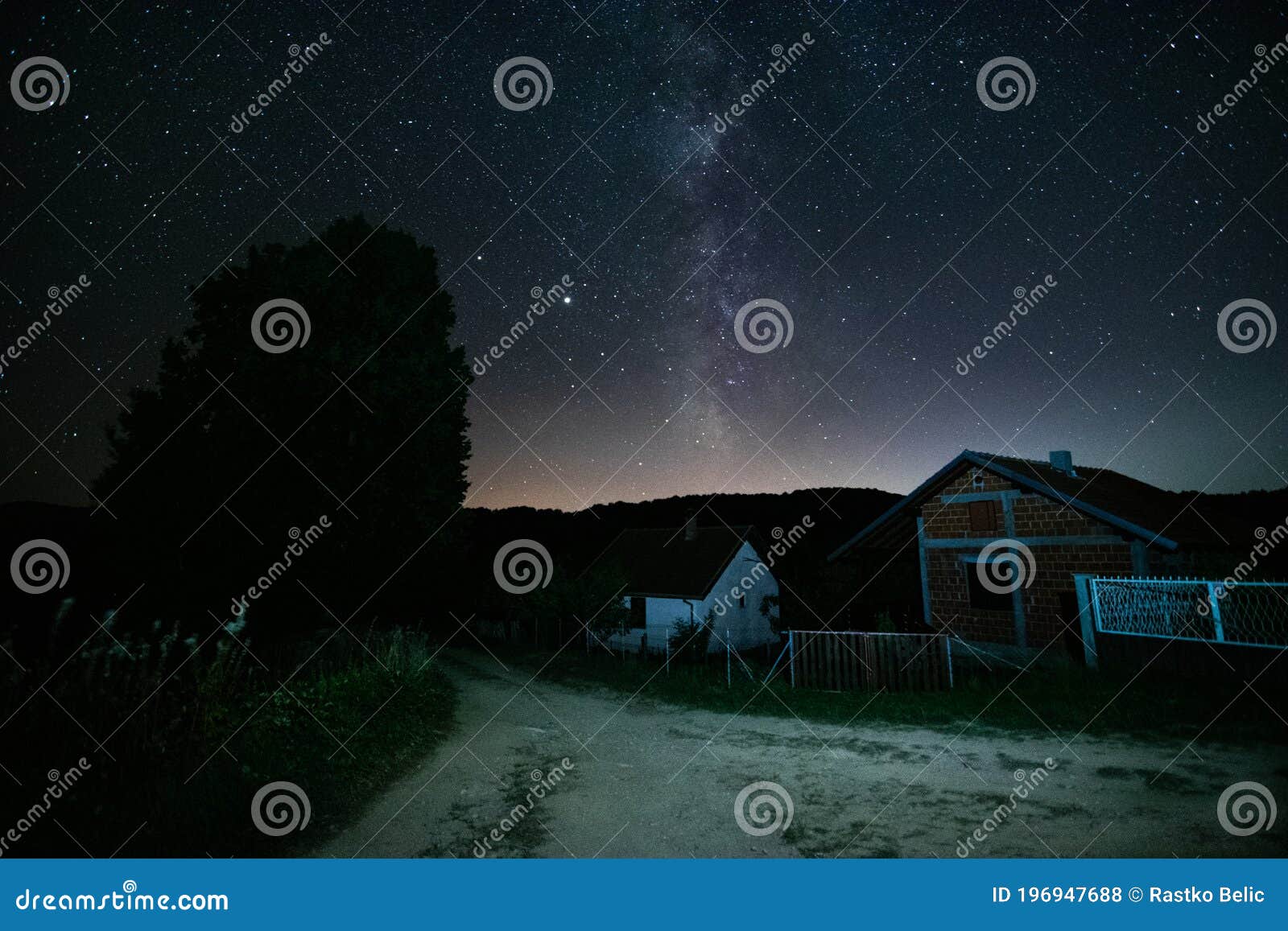 Mountain Landscape with Beautiful Starry Sky Stock Photo - Image of ...