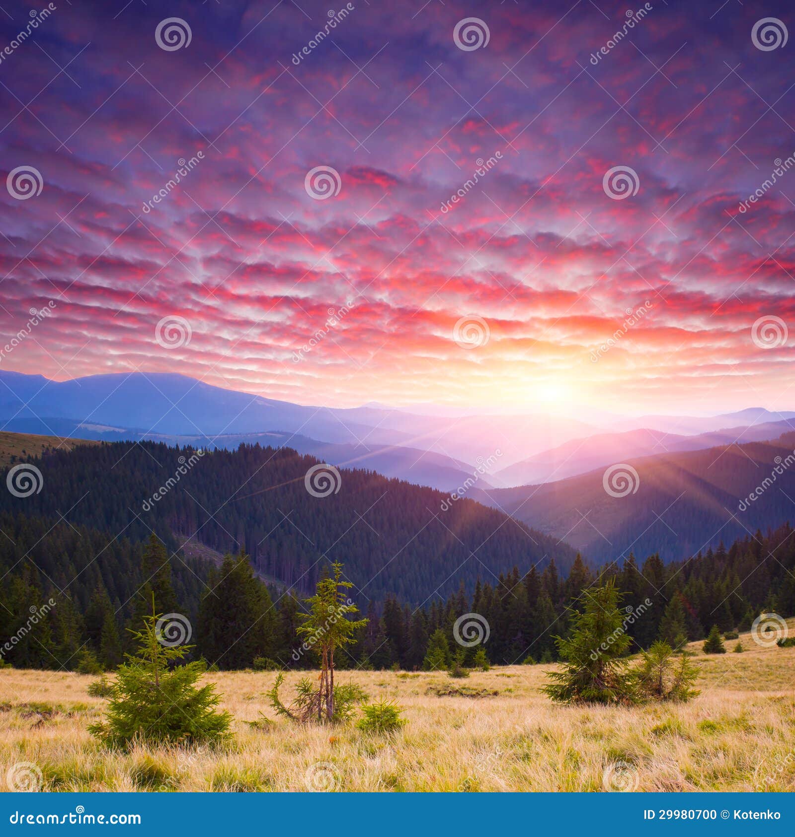 Mountain landscape at dawn stock photo. Image of light - 29980700