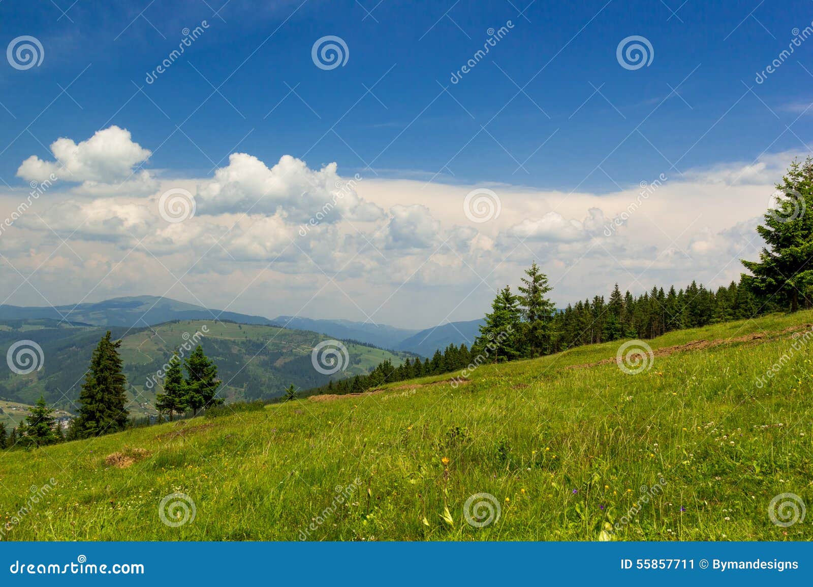 Mountain Landscape with Blue Cloudy Sky Stock Image - Image of dornei ...