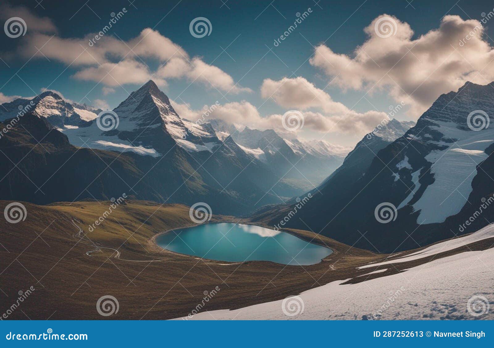 Mountain Landscape with Blue Lake Slow Mountain Stock Illustration ...