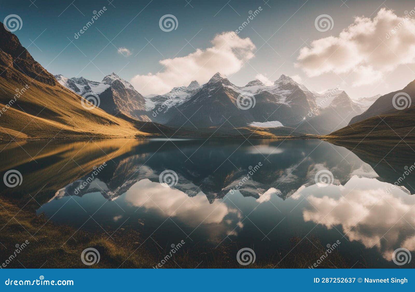 Mountain Landscape with Blue Lake Slow Mountain Stock Illustration ...