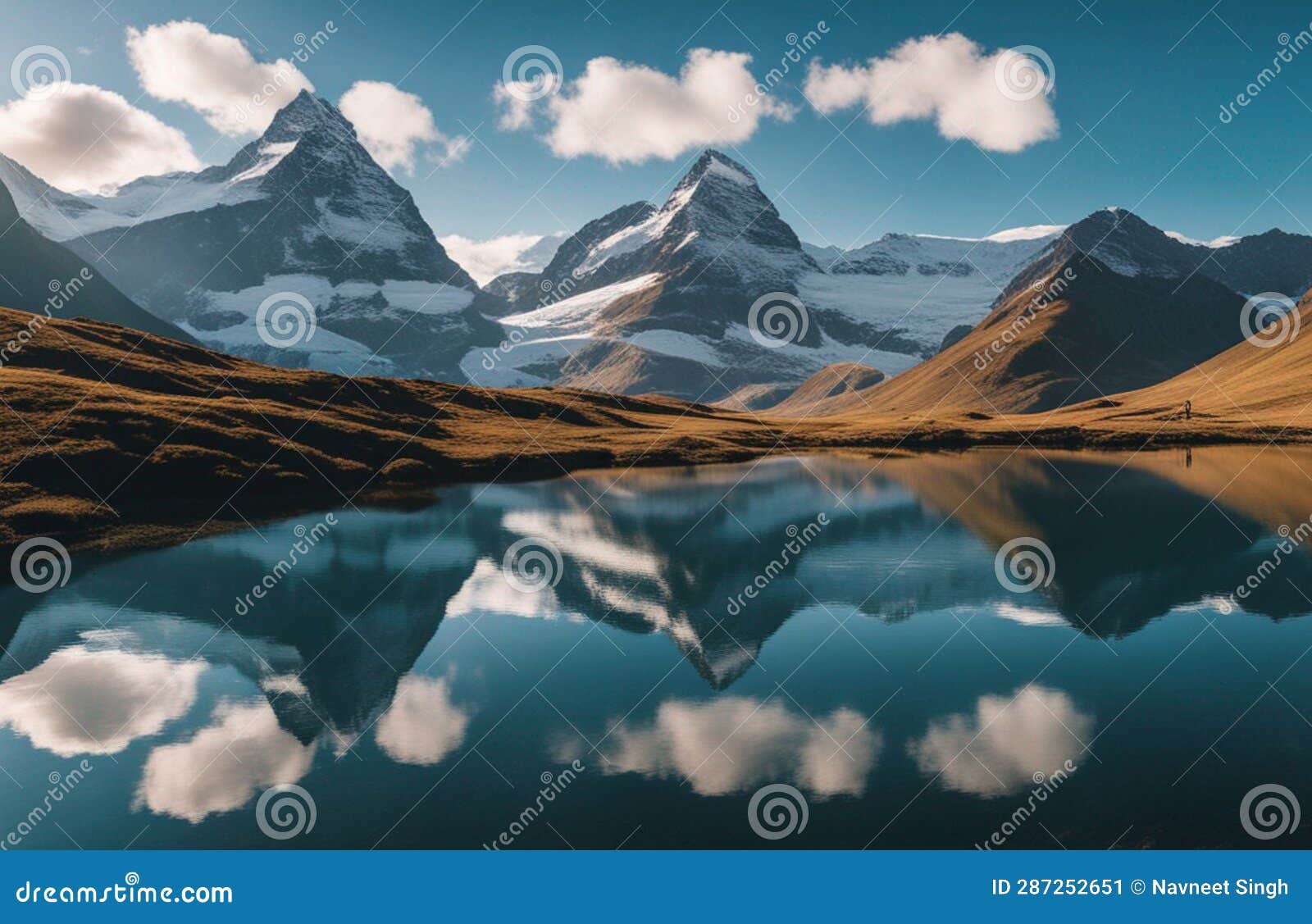 Mountain Landscape with Blue Lake Slow Mountain Stock Illustration ...