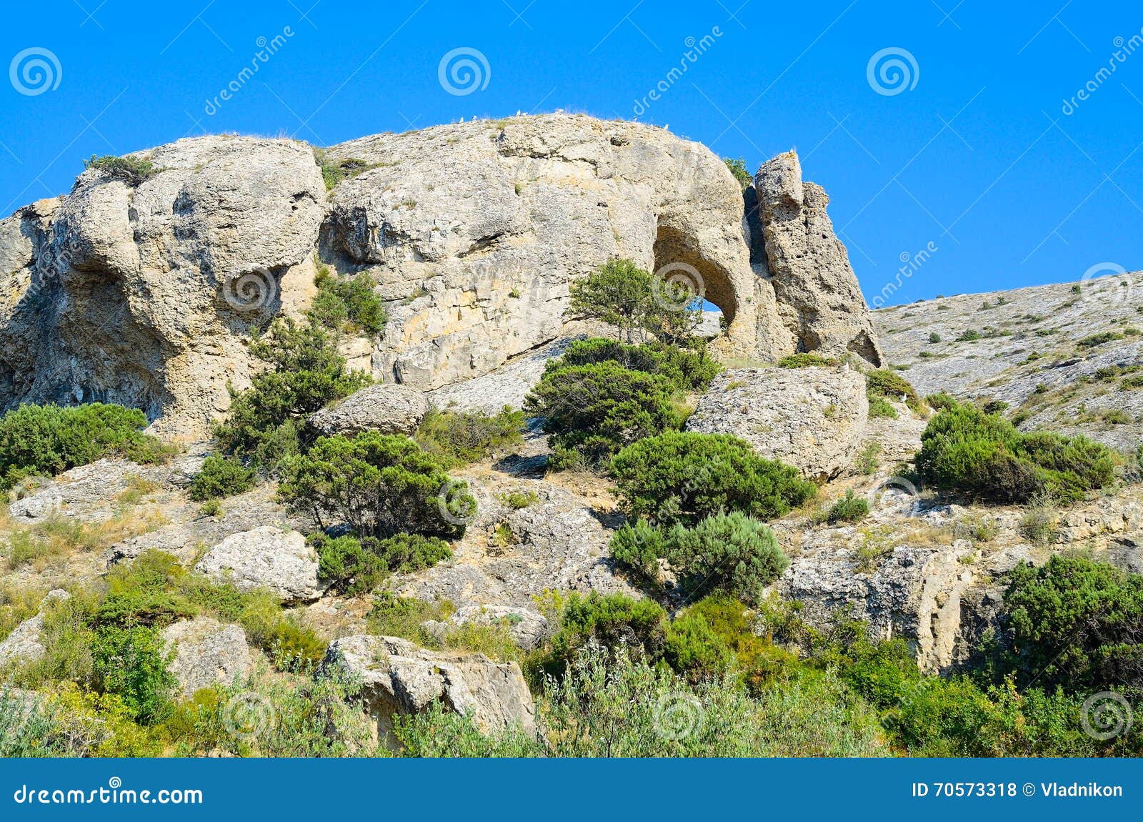 Mountain landscape. Caves. stock photo. Image of vegetation - 70573318