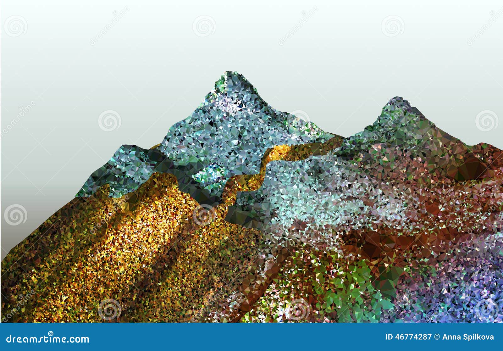 Mountain Landscape of Crystals with Trail Stock Vector - Illustration ...
