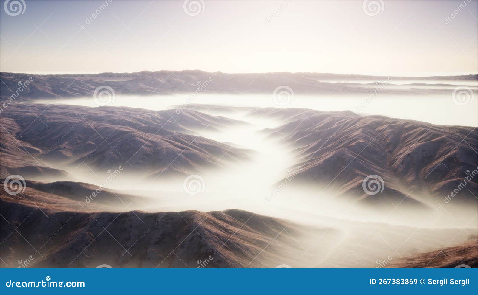Mountain Landscape with Deep Fog at Morning Stock Illustration ...