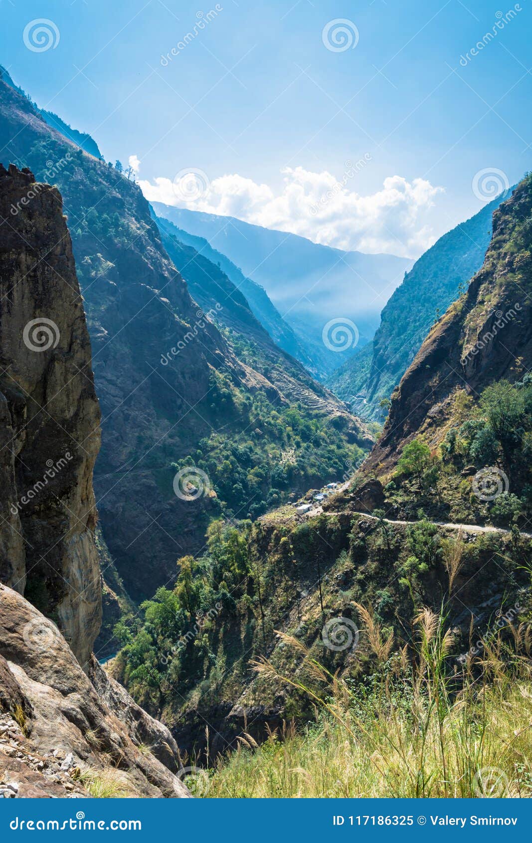 Mountain Landscape with a Deep Gorge in the Himalayas. Stock Image ...
