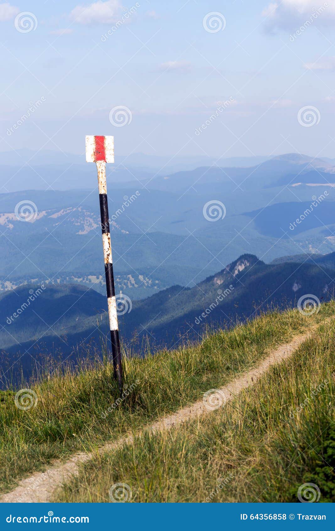 Mountain Landscape with Direction Sign Stock Photo - Image of direction ...