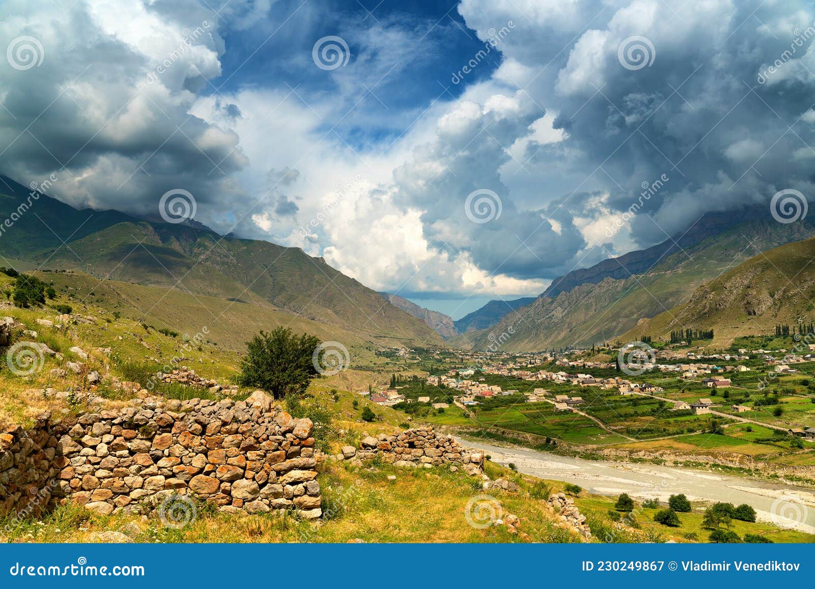 Mountain Landscape with Dramatic Sky with Clouds Stock Image - Image of ...