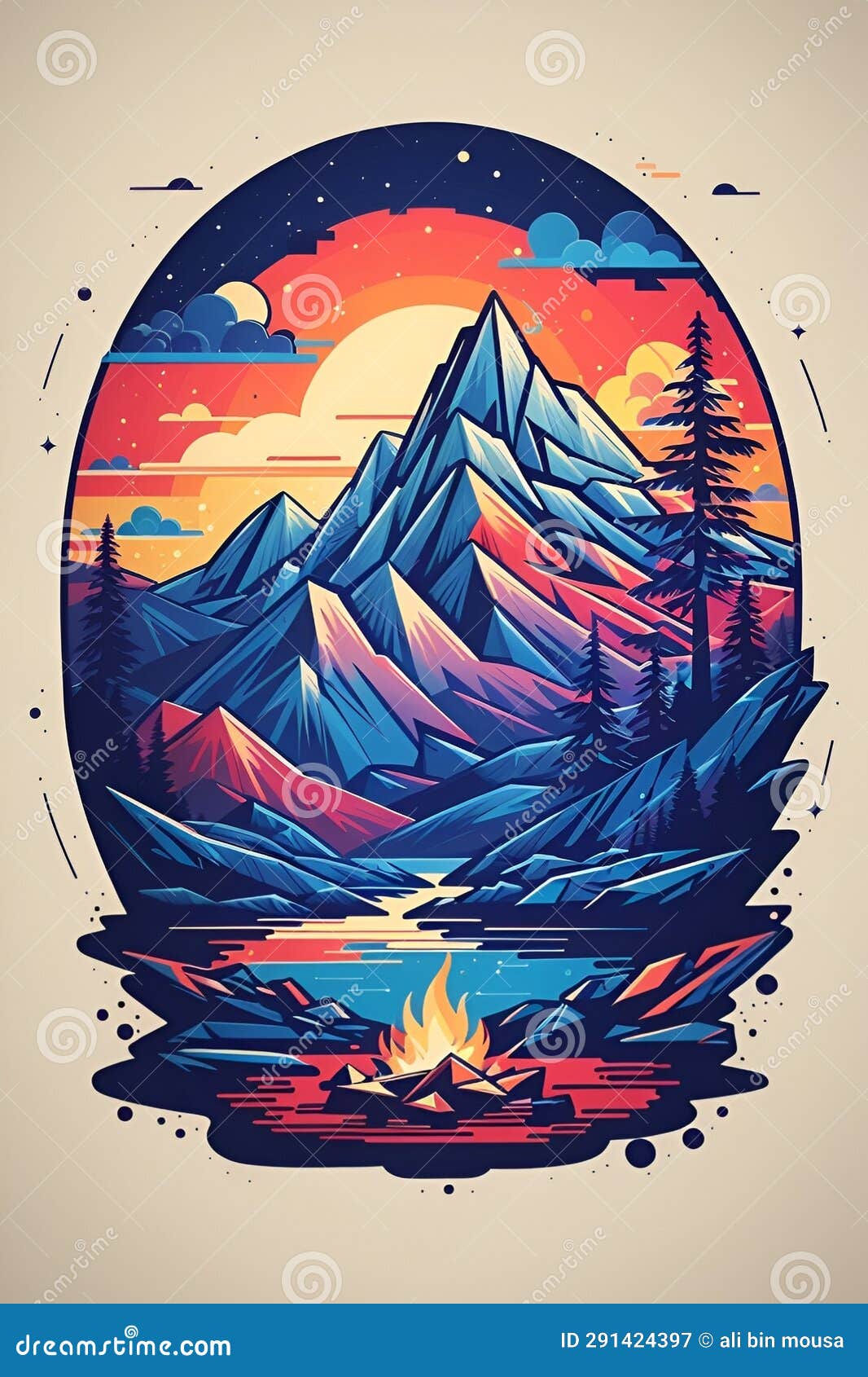 Mountain Landscape, Printable Illustrations Stock Image - Image of ...