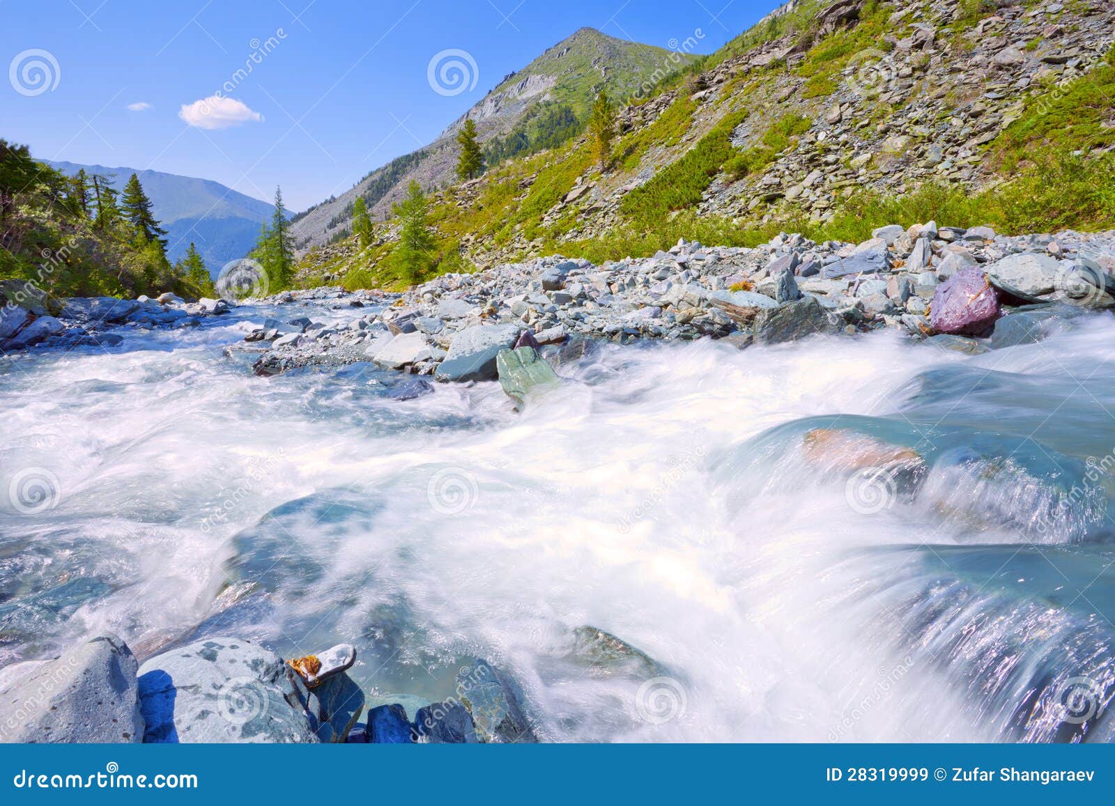 Mountain Landscape with Fast River Stock Image - Image of cascade ...