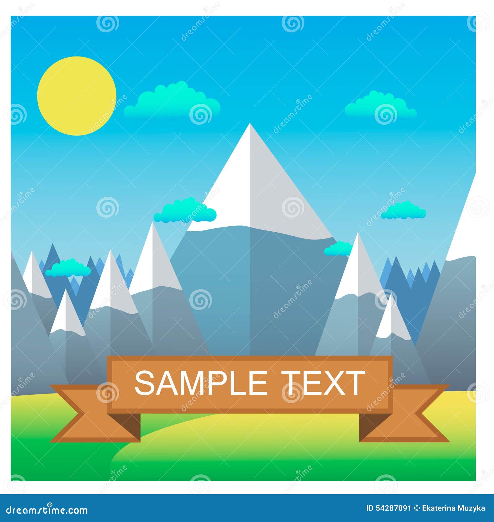 Mountain Landscape. Flat Design Vector Illustration. Goal Achievement ...