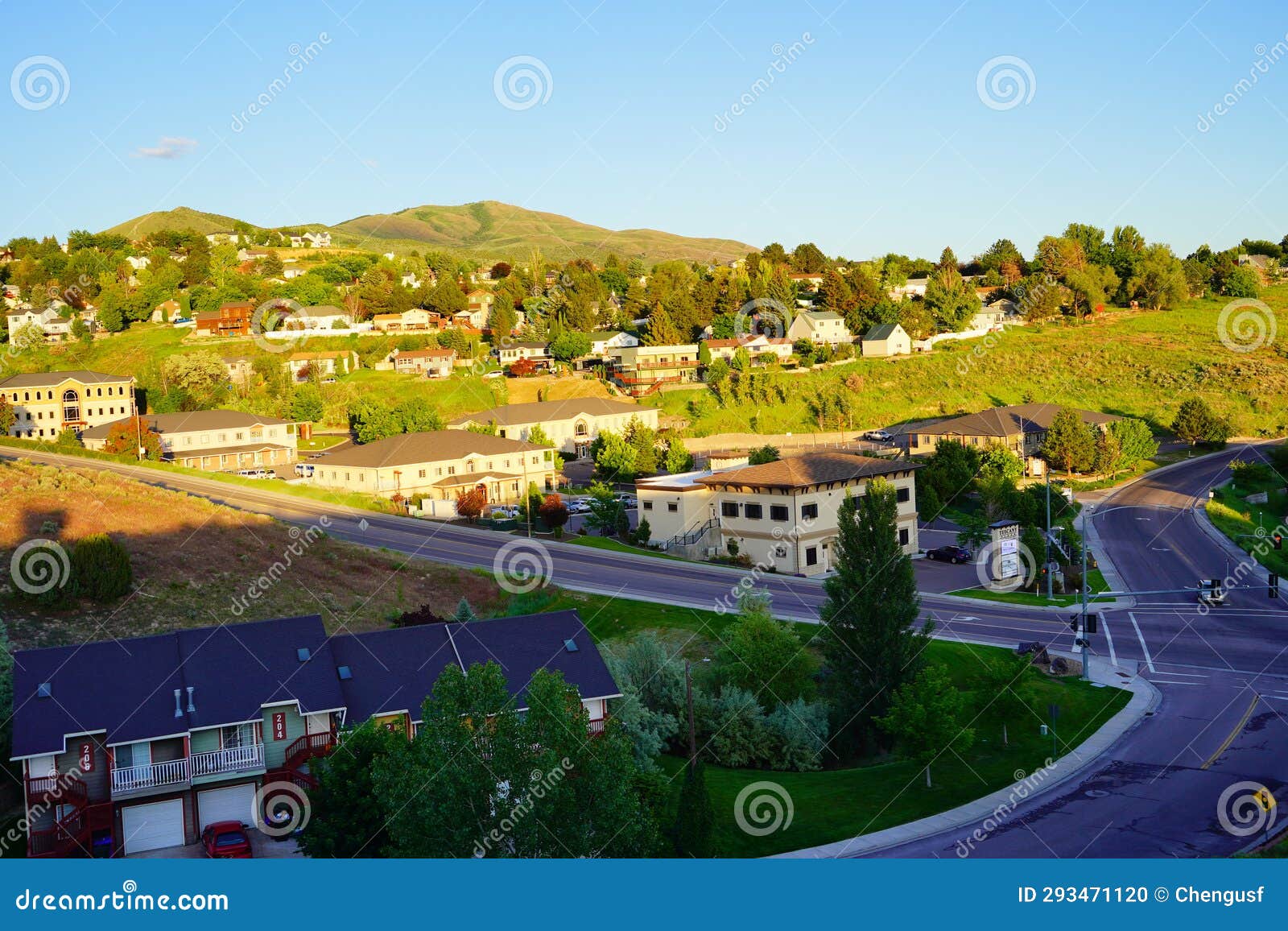 Mountain Landscape of House and Tree in City Pocatello in the State of ... Mountain Landscape of House and Tree in City Pocatello in the State of ...