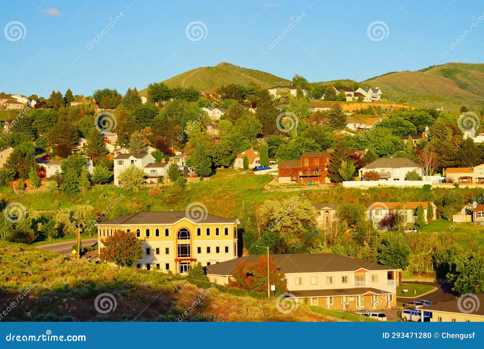 Mountain Landscape of House and Tree in City Pocatello in the State of ... Mountain Landscape of House and Tree in City Pocatello in the State of ...