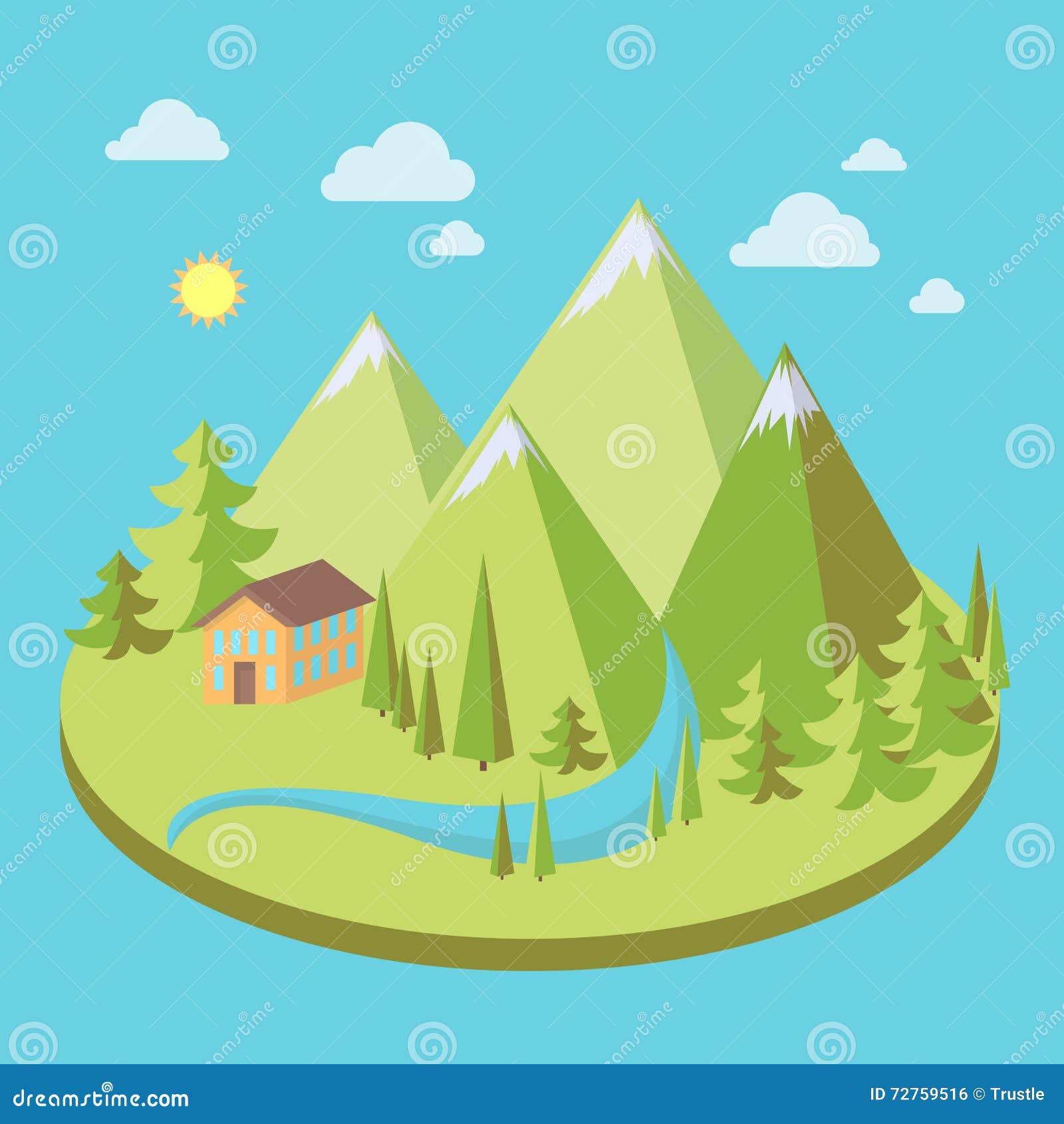 Mountain Landscape Illustration Stock Vector - Illustration of climbing ...