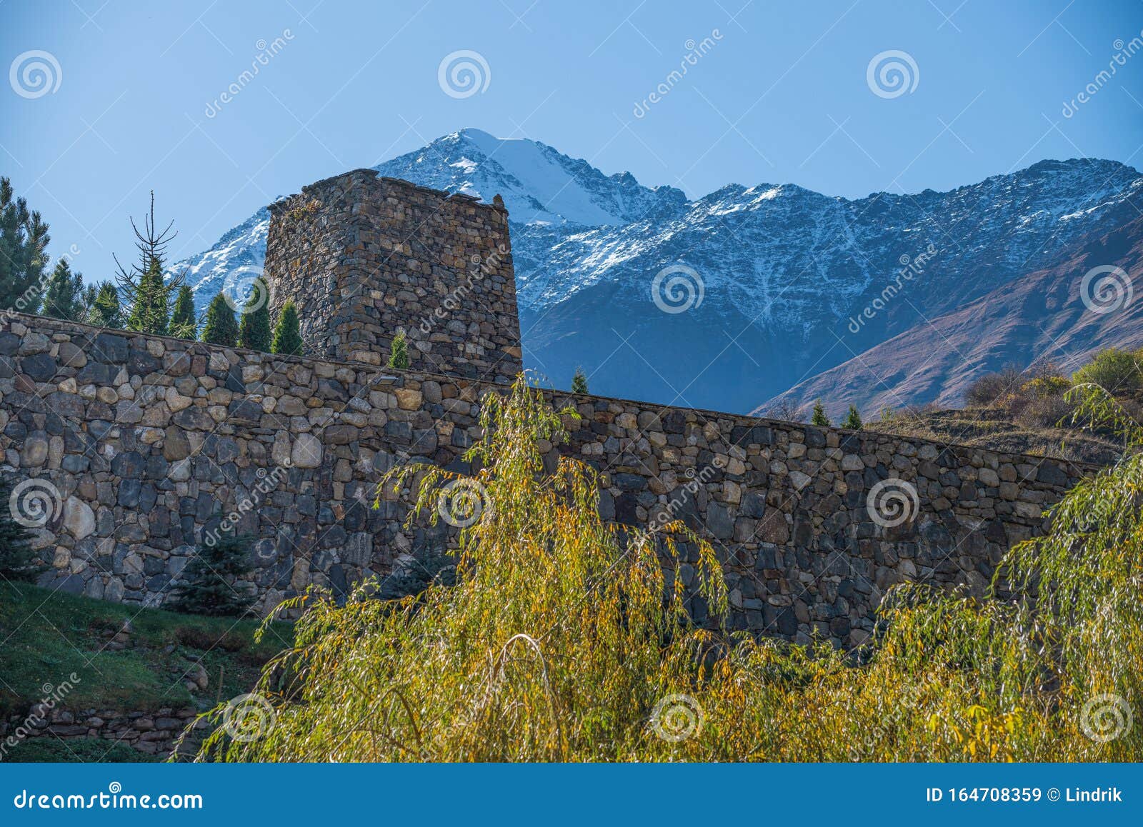 Mountain Landscape and Medieval Architecture Stock Image - Image of ...