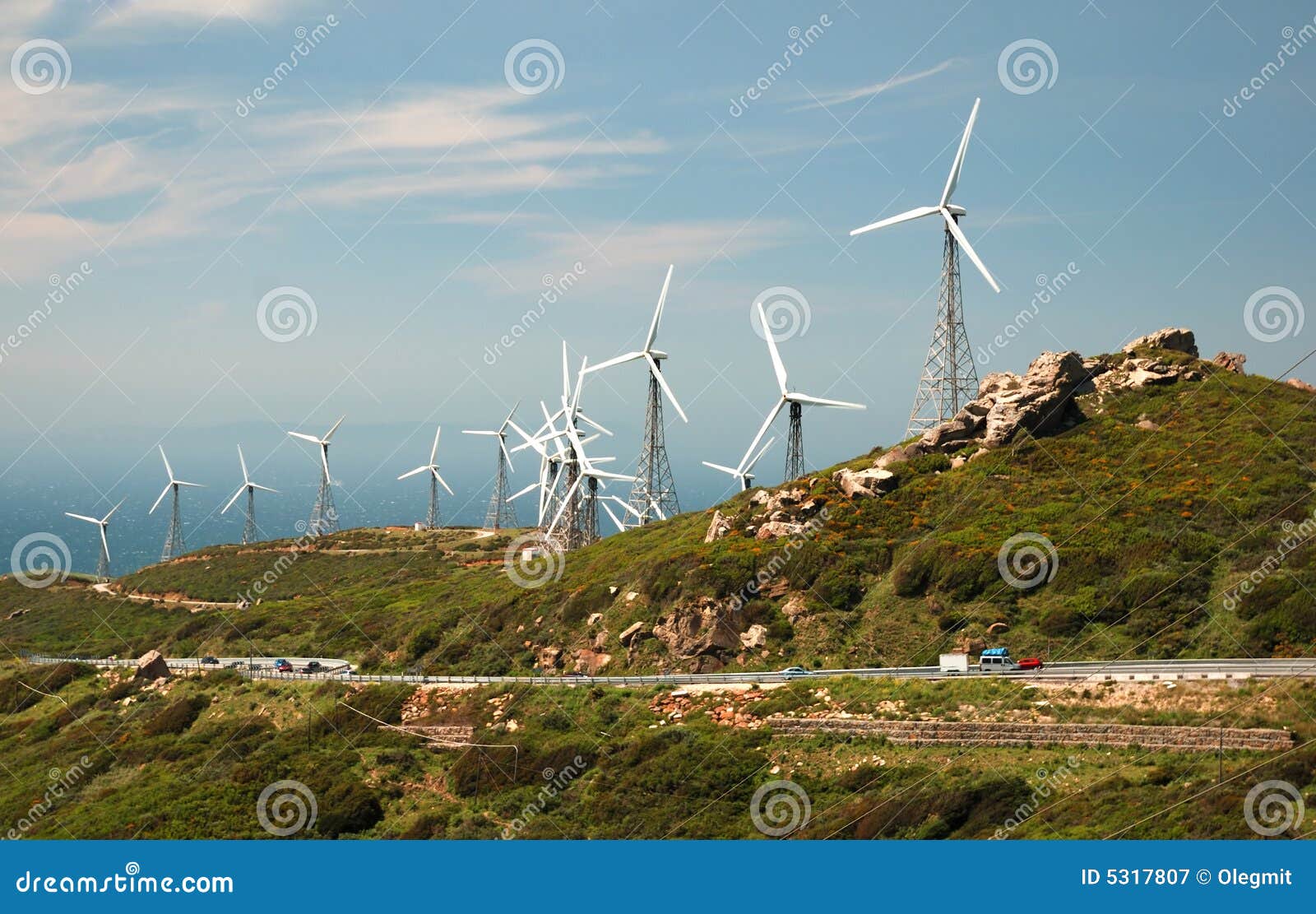 Mountain Landscape with Modern Windmills Stock Image - Image of ...