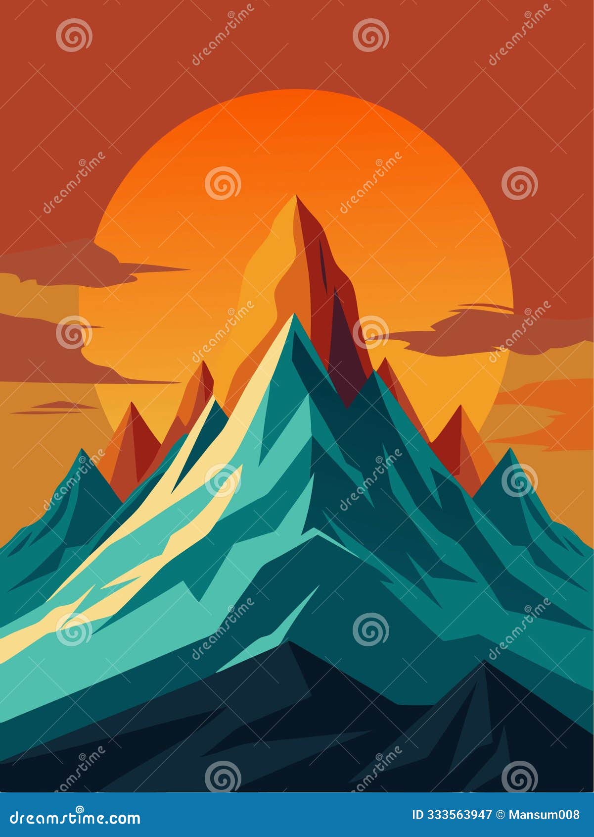 Mountain Landscape with Pine Tree and Moon Stock Illustration ... Mountain Landscape with Pine Tree and Moon Stock Illustration ...