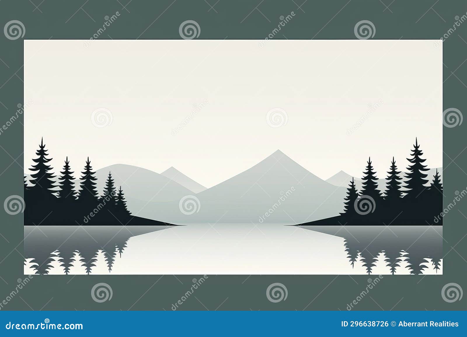 Mountain Landscape with Pine Trees and Lake Vector Illustration Stock ...