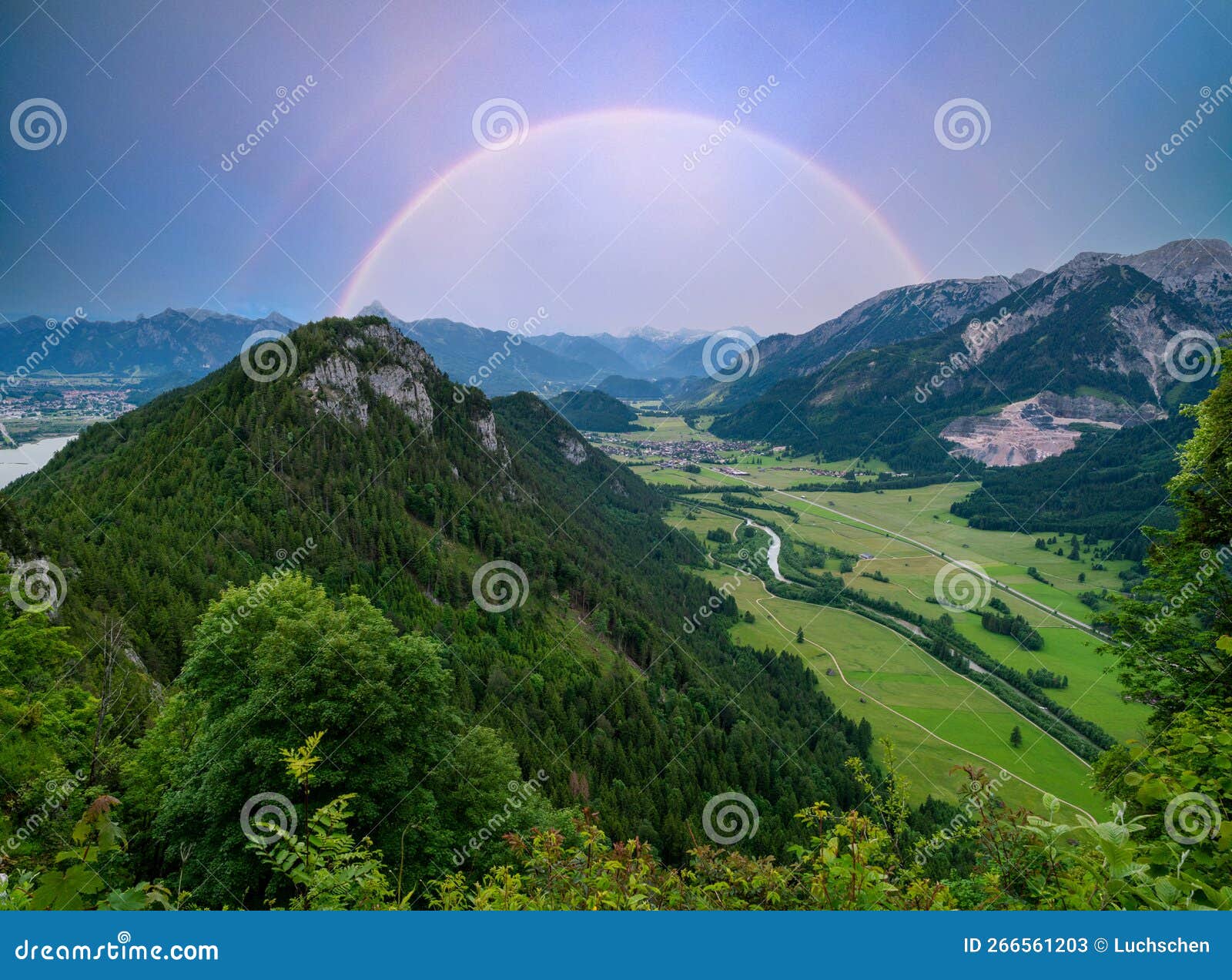 Mountain Landscape with Rainbow in the German Alps Stock Image - Image ...