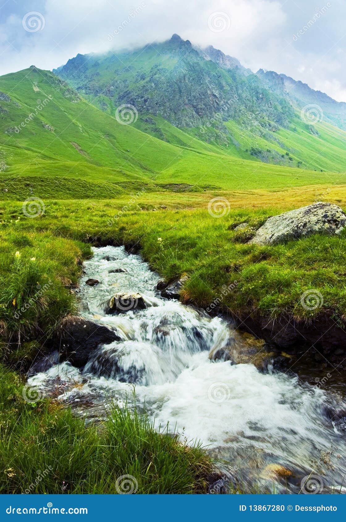 Mountain Landscape with a River Stock Photo - Image of agriculture ...