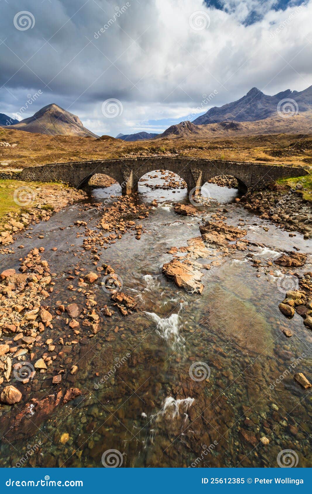 Mountain Landscape with River and Bridge Stock Image - Image of river ...