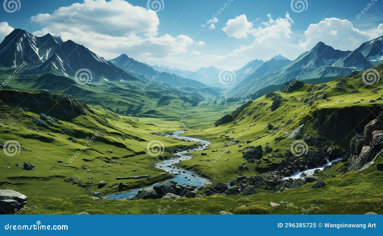 Mountain Landscape with a River in the Valley. Panorama Stock Image ...