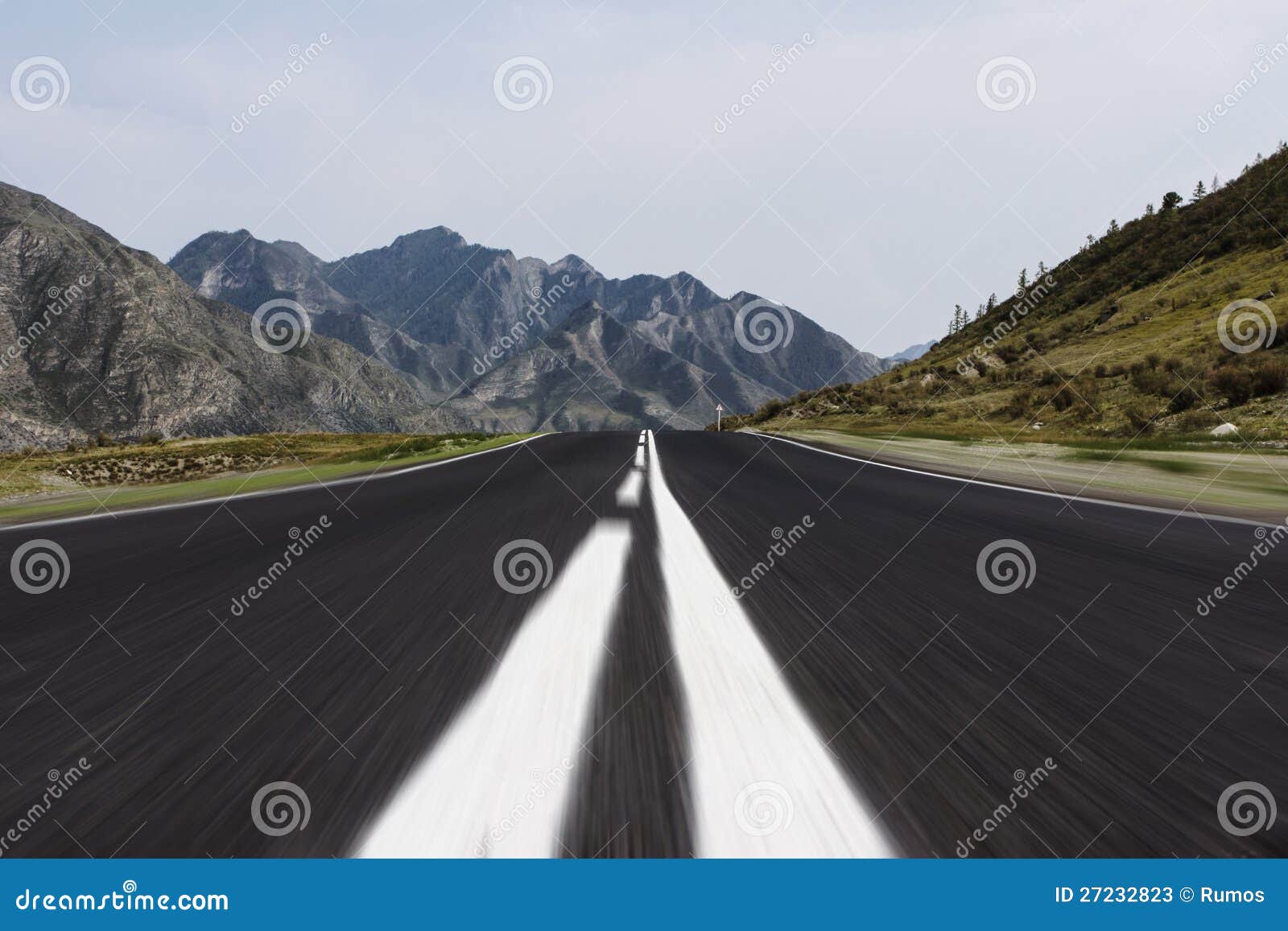 Mountain Landscape with the Road in the Middle Stock Image - Image of ...
