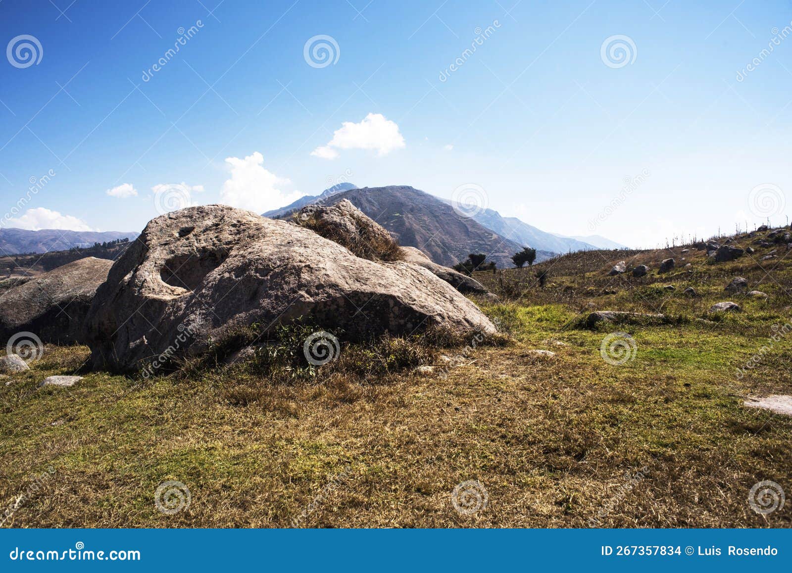Mountain Landscape with Rocks with Herbs and Grass Stock Photo - Image ...