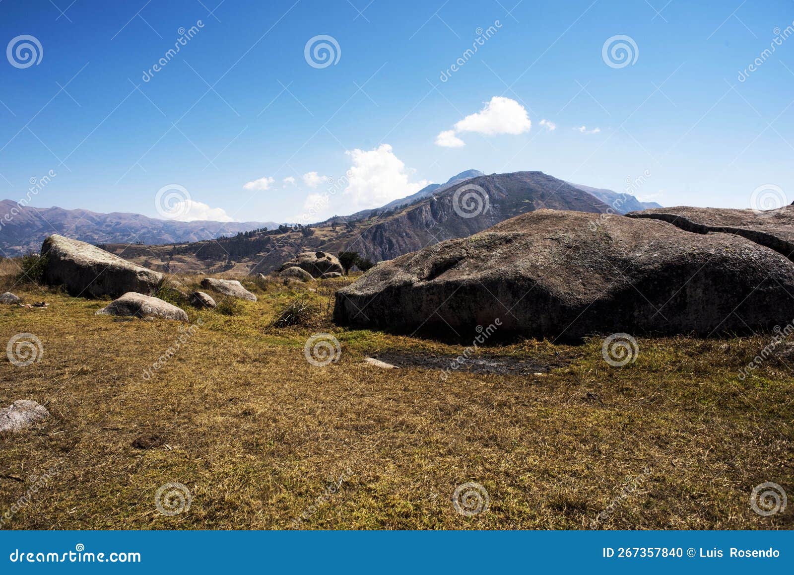 Mountain Landscape with Rocks with Herbs and Grass Stock Photo - Image ...